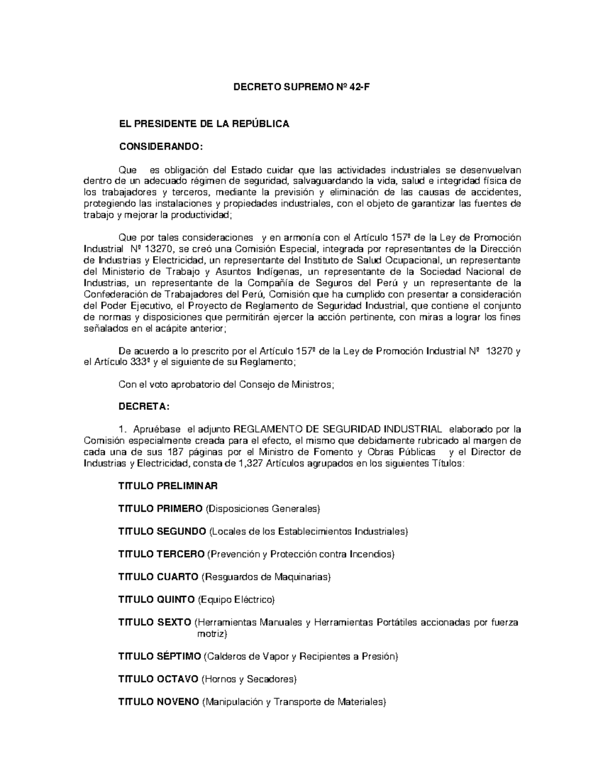 DS 42 F - es un ndocumento de ley 42 sobre la prevenciuopn - DECRETO ...