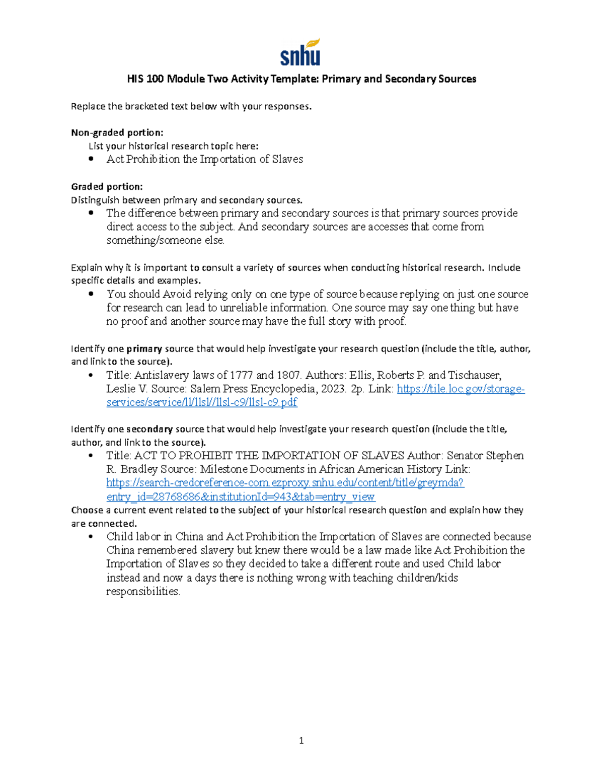 HIS 100 Module Two Activity Sources Template (1) 3 - HIS 100 Module Two Activity Template ...