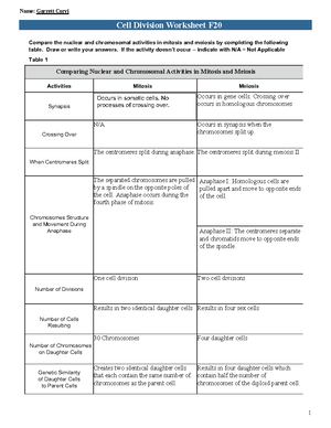 W2 Lab Worksheet Cell Staining and Microscopy - Cell Staining and ...