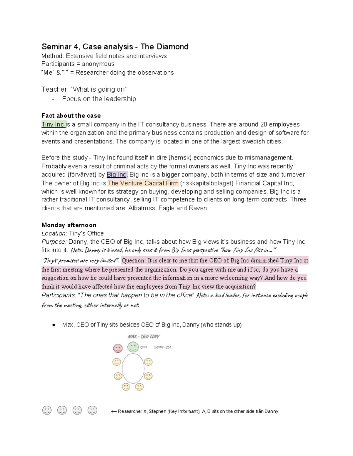 Seminar 4, Case analysis - The Diamond - Seminar 4, Case analysis - The ...