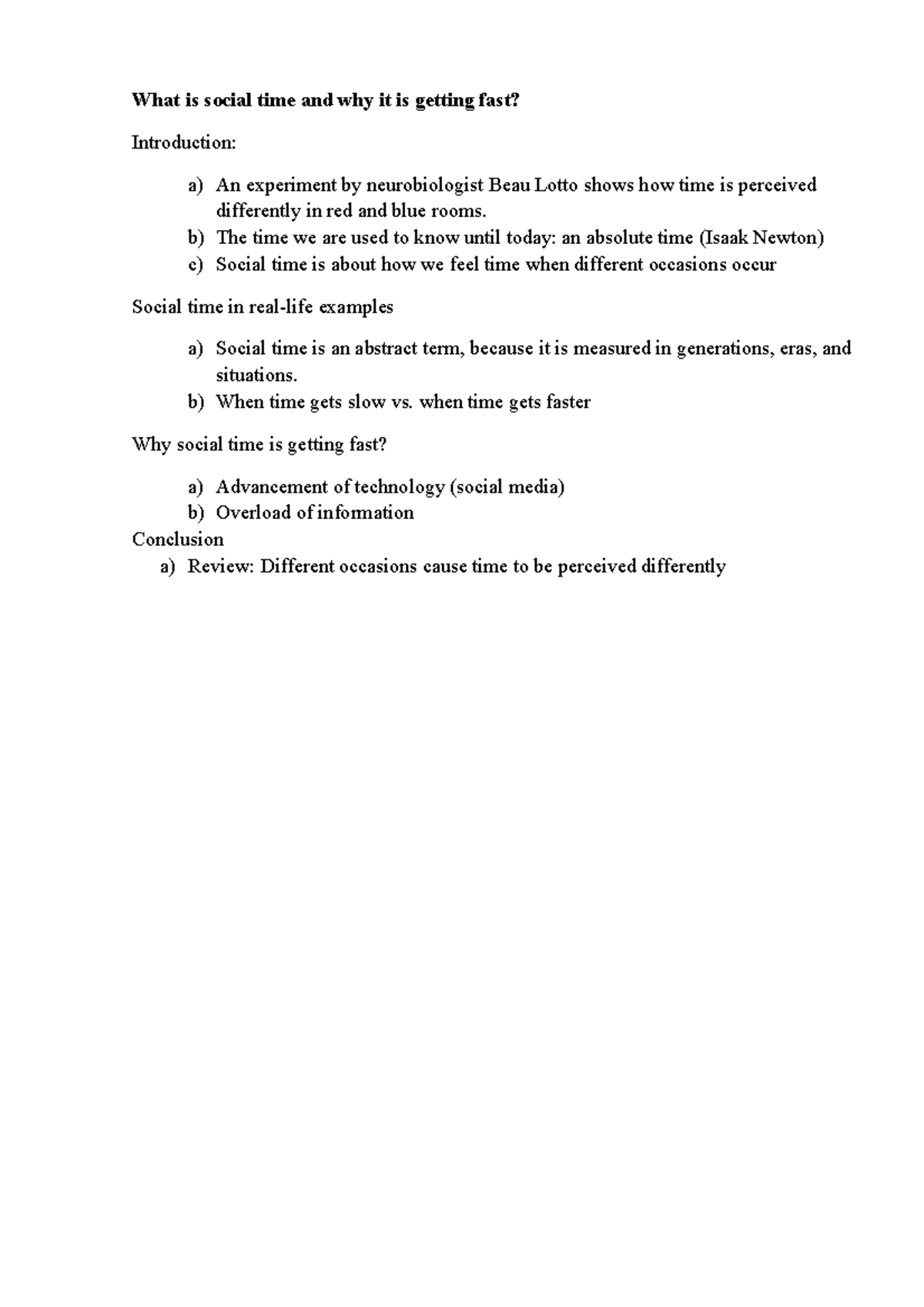 Outline - Notes for lectures - What is social time and why it is ...