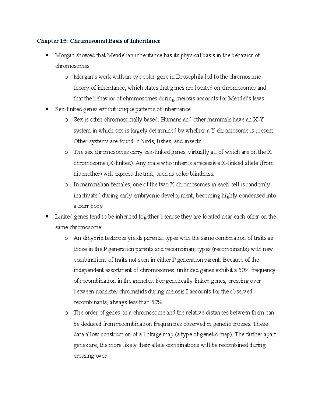 Biology Chapter 15 - Chapter 15: Chromosomal Basis of Inheritance ...