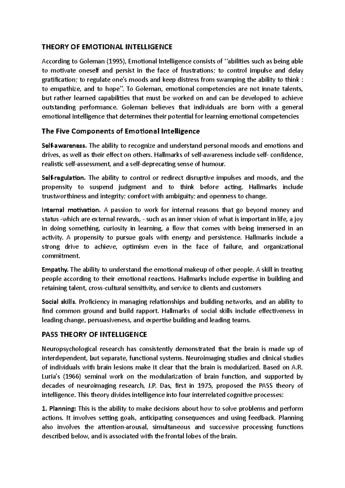 Theory OF Emotional Intelligence - THEORY OF EMOTIONAL INTELLIGENCE ...