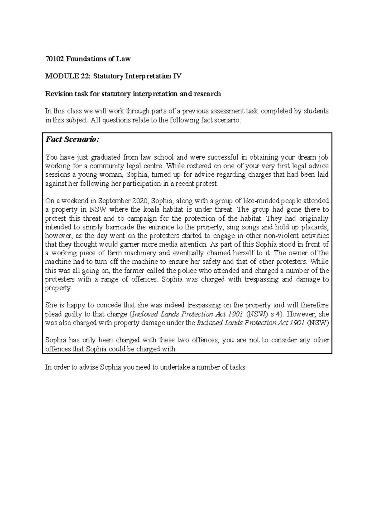 Module 22 (Statutory Interpretation III) Revision Task - 70102 ...