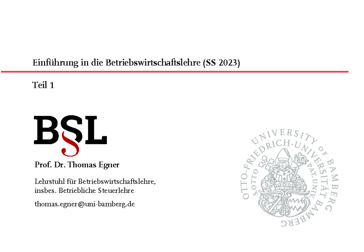 Vorlesung Teil 1 - Prof. Dr. Thomas Egner Lehrstuhl f ̧r ...