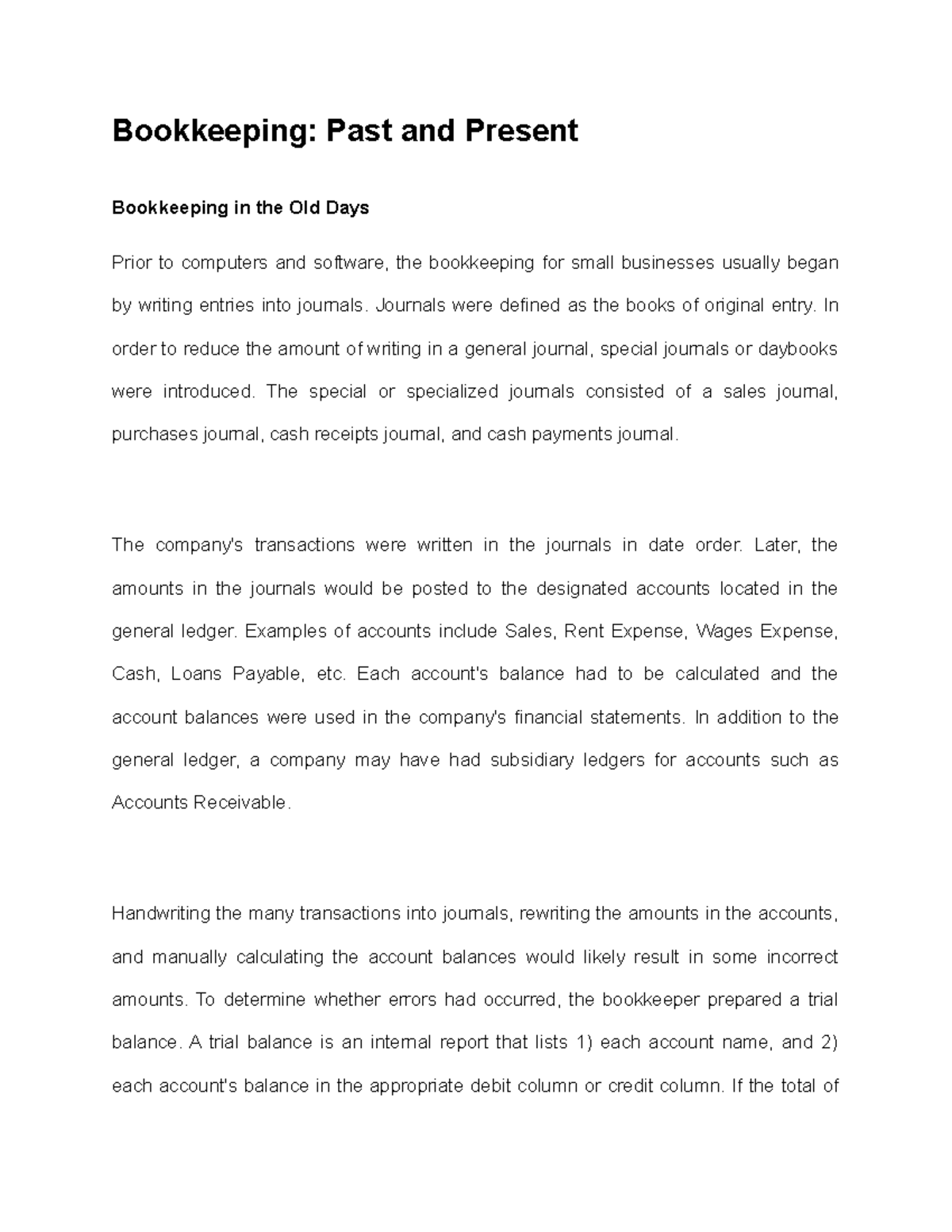 Bookkeeping - Basic Accounting - Bookkeeping: Past and Present ...