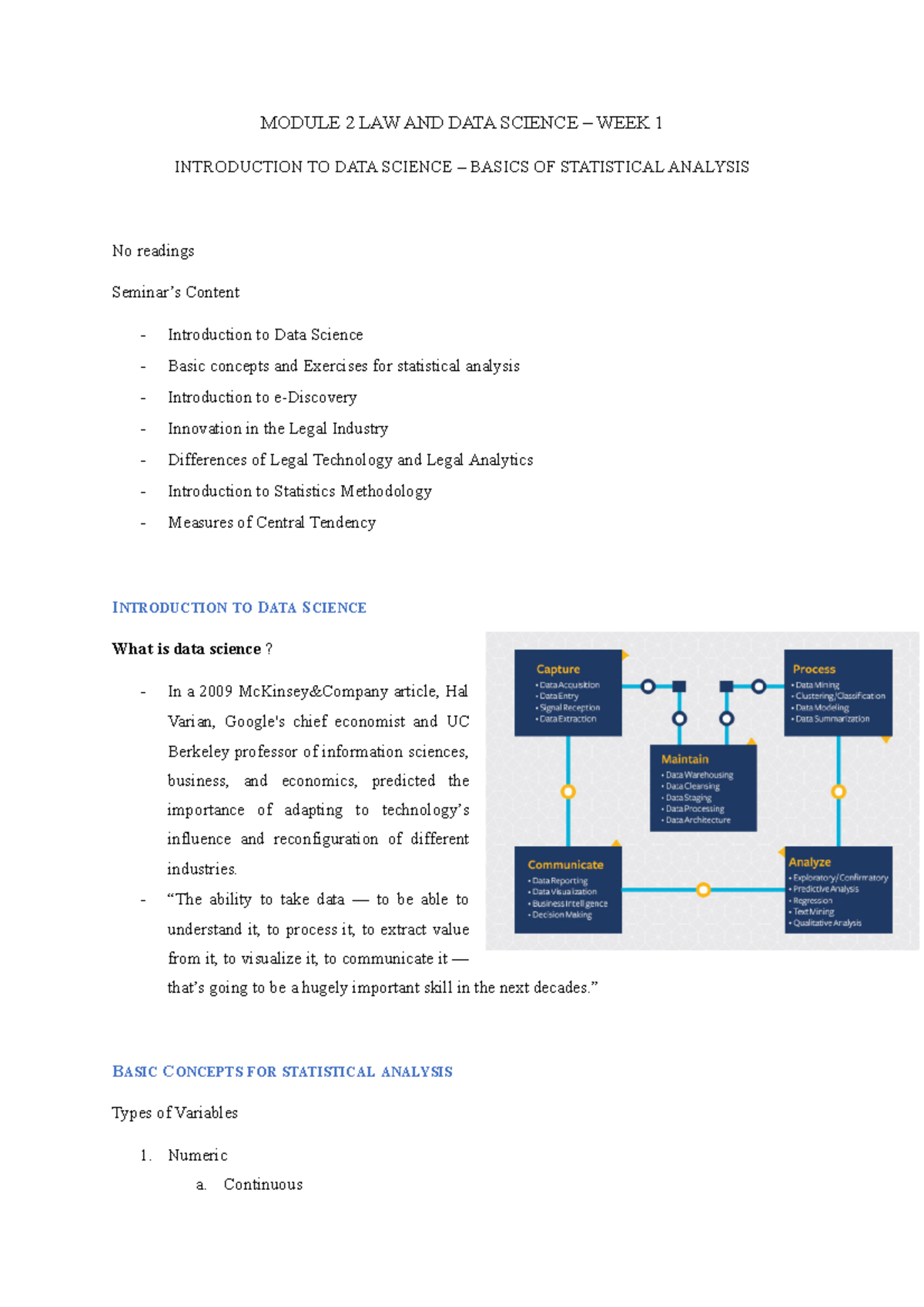 Seminar 1 - Module 2 - College-aantekeningen 1 - MODULE 2 LAW AND DATA SCIENCE – WEEK 1 ...