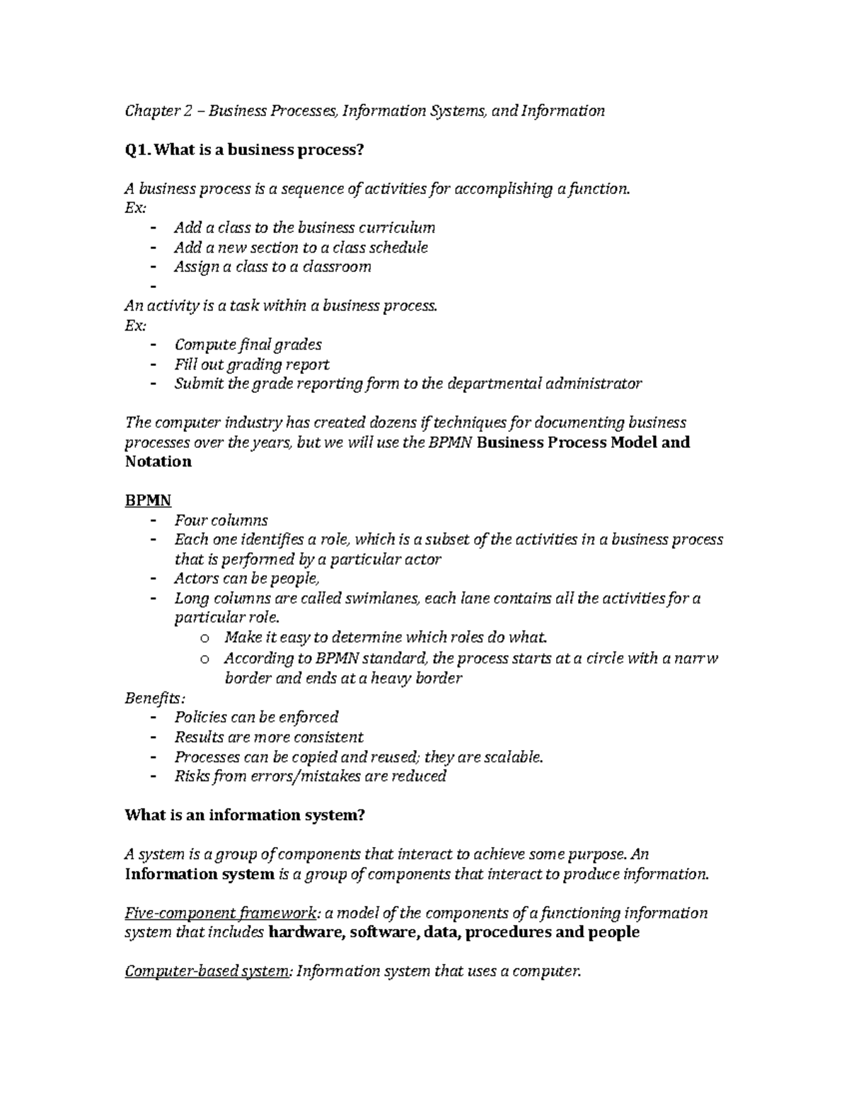 Chapter 2 – Business Processes Chapter 2 – Business Processes - Chapter ...