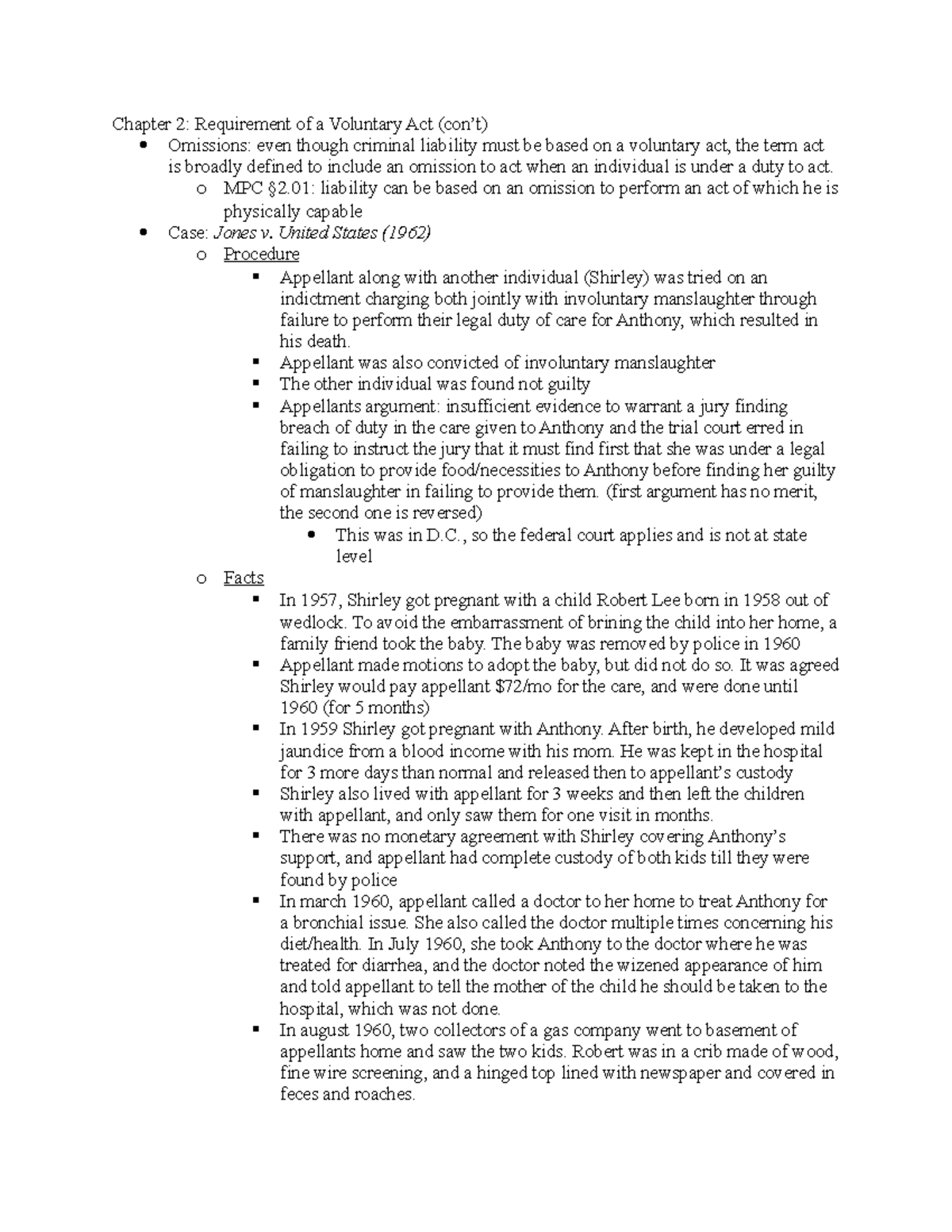 Class 3 (pages 45-61) - Chapter 2: Requirement of a Voluntary Act (con ...