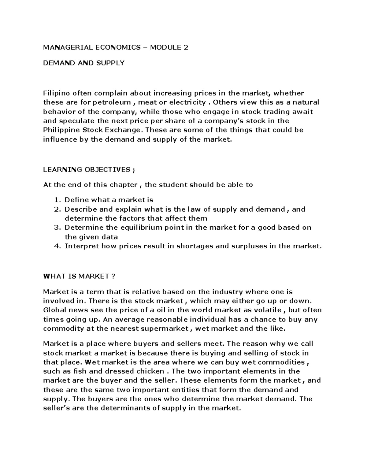 Managerial Economics Module 2 - MANAGERIAL ECONOMICS – MODULE 2 DEMAND ...