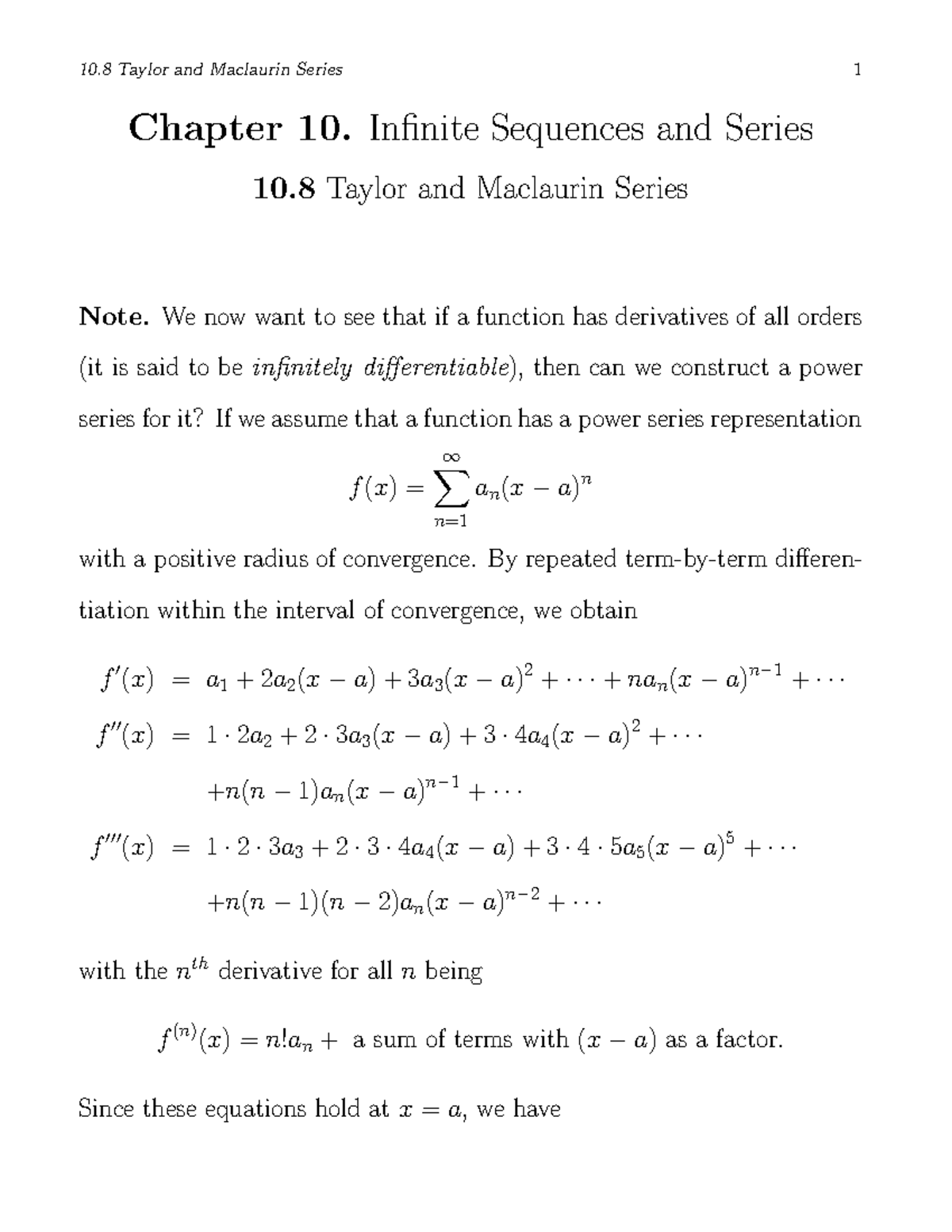 Taylor and Maclaurin Series - Chapter 10. Infinite Sequences and Series ...