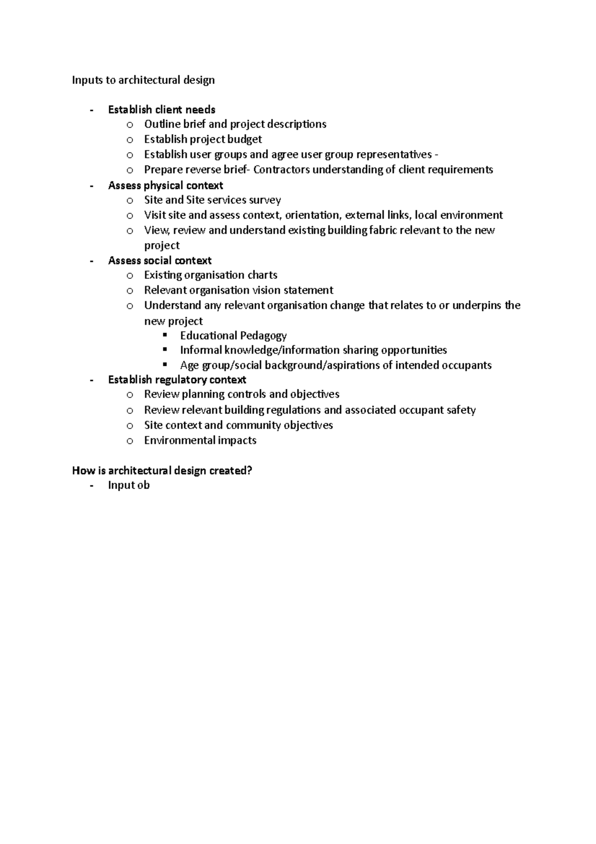 Inputs to architectural design - Inputs to architectural design ...