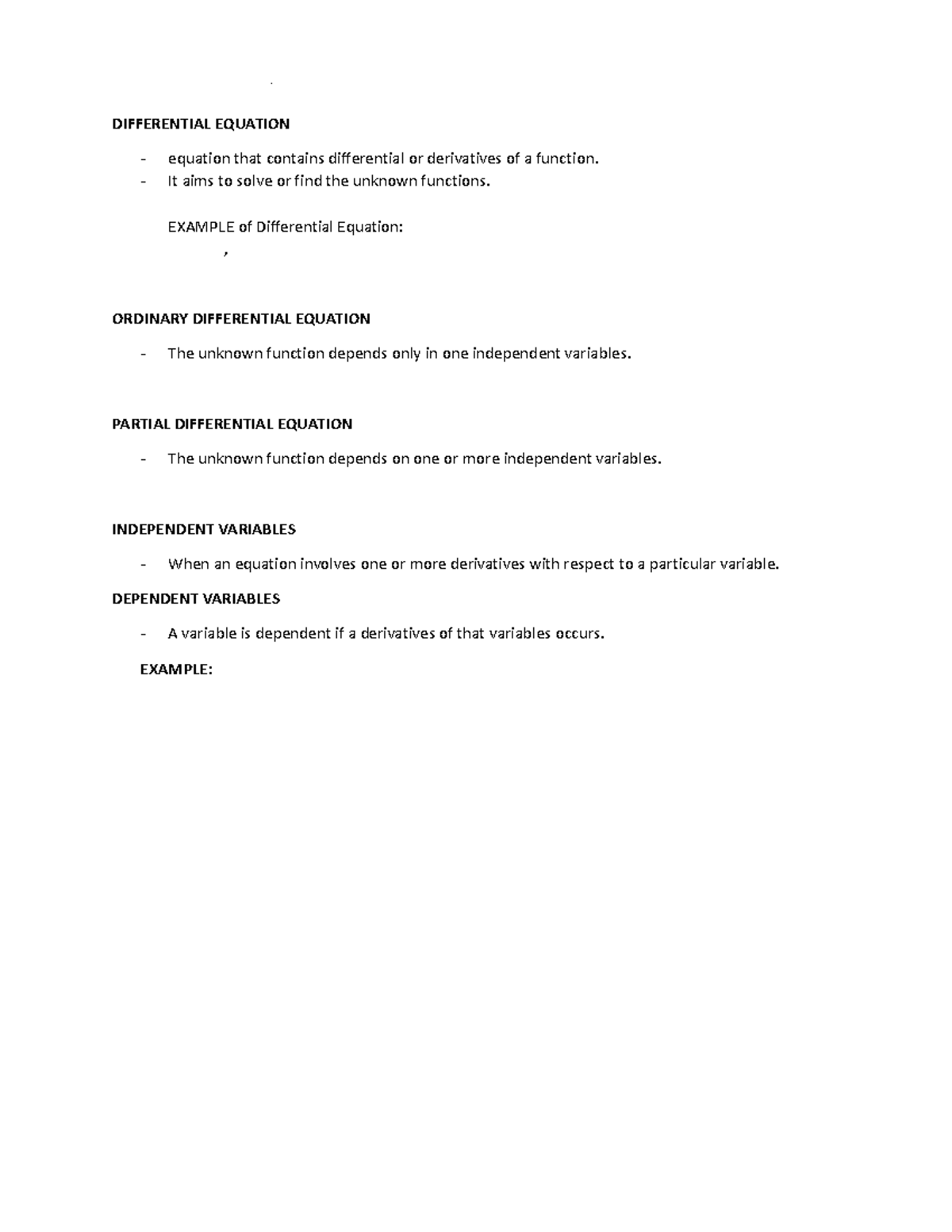 Differential Equation Module DIFFERENTIAL EQUATION Equation That