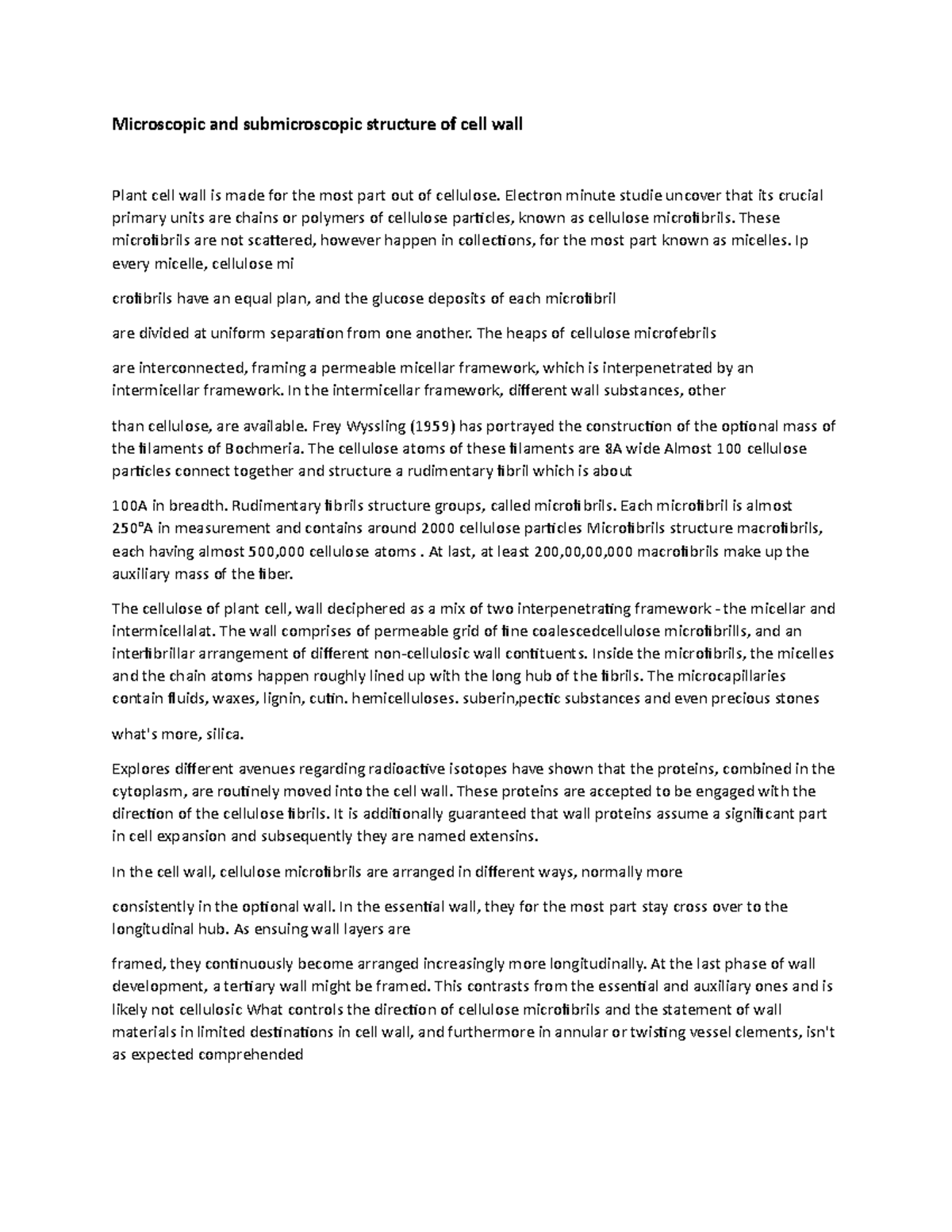 Microscopic and submicroscopic structure of cell wall - Electron minute ...