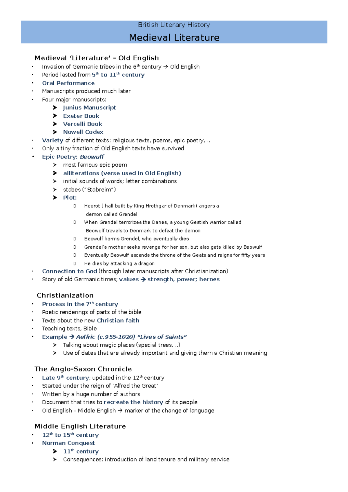 Medieval Literature - British Literary History Medieval Literature ...