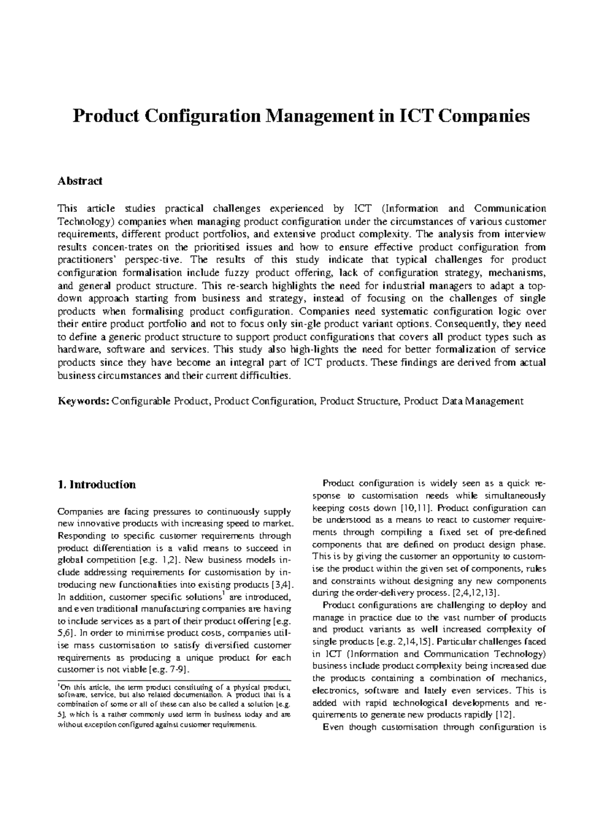 Product Configuration Management in ICT Companies - Product ...