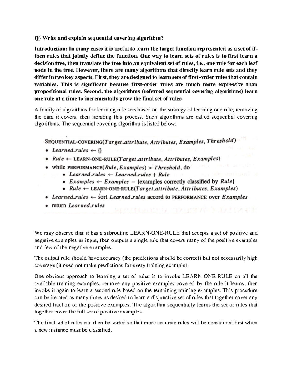 Module 4b Ml Notes Pt Sir Q Write And Explain Sequential Covering