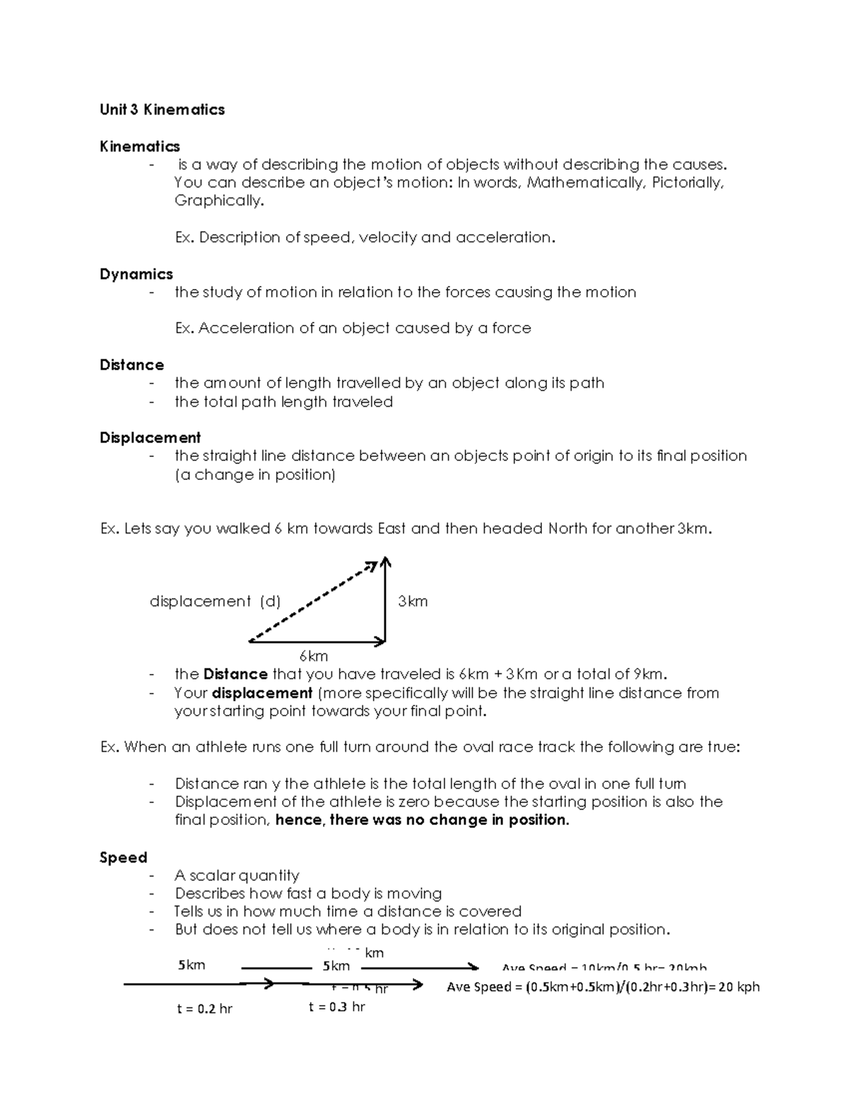 Topic 3.2 Kinematics A - Lecture notes 3.2 - Unit 3 Kinematics ...