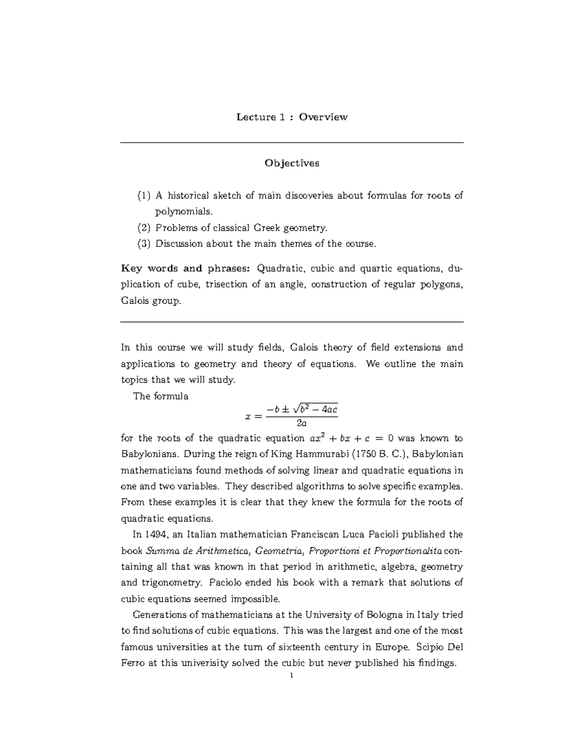 Overview of Algebra - Mathematics –II - AMU - Studocu