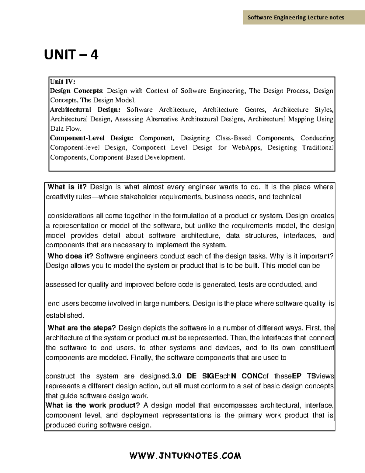 Software Engineering - UNIT-4 - WWW.JNTUKNOTES UNIT – 4 What is it ...
