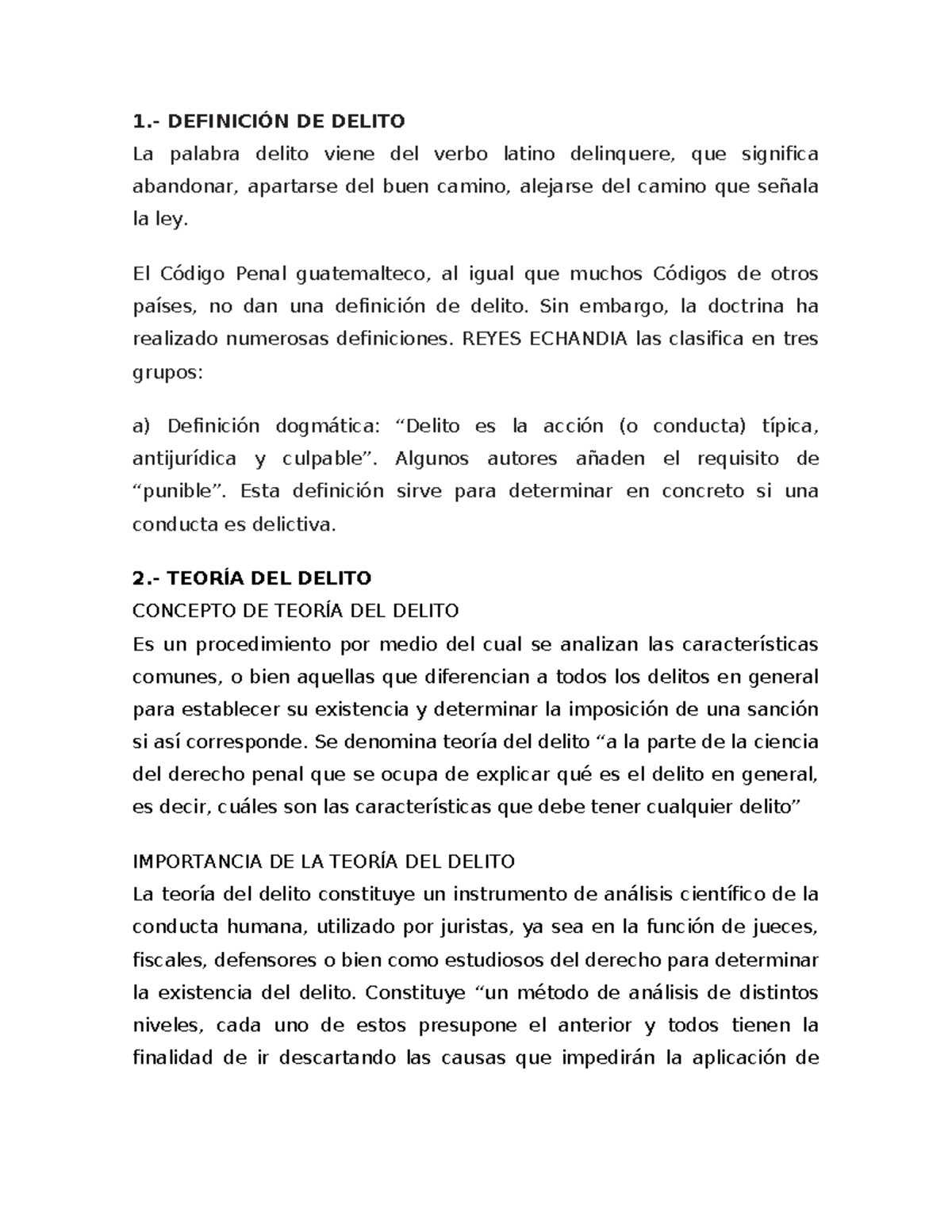 TeoríA DEL Delito - 1.- DEFINICIÓN DE DELITO La palabra delito viene ...