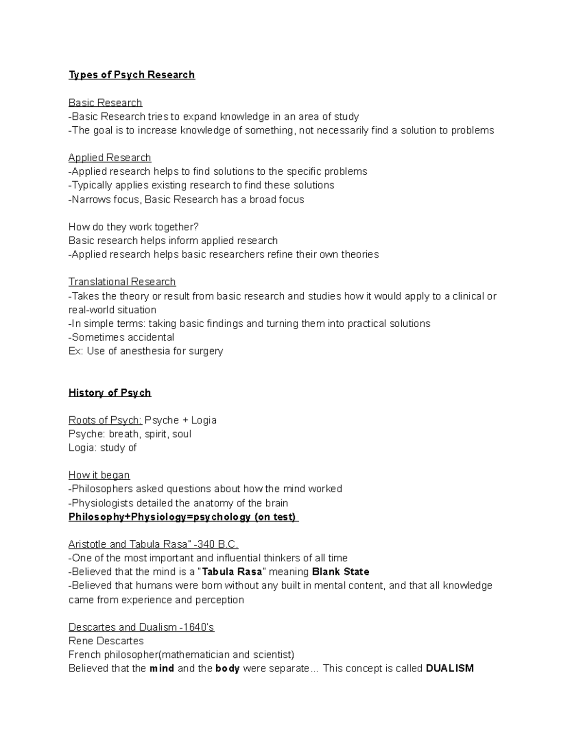 Psych Notes #2 - Seth Hall - Types of Psych Research Basic Research ...