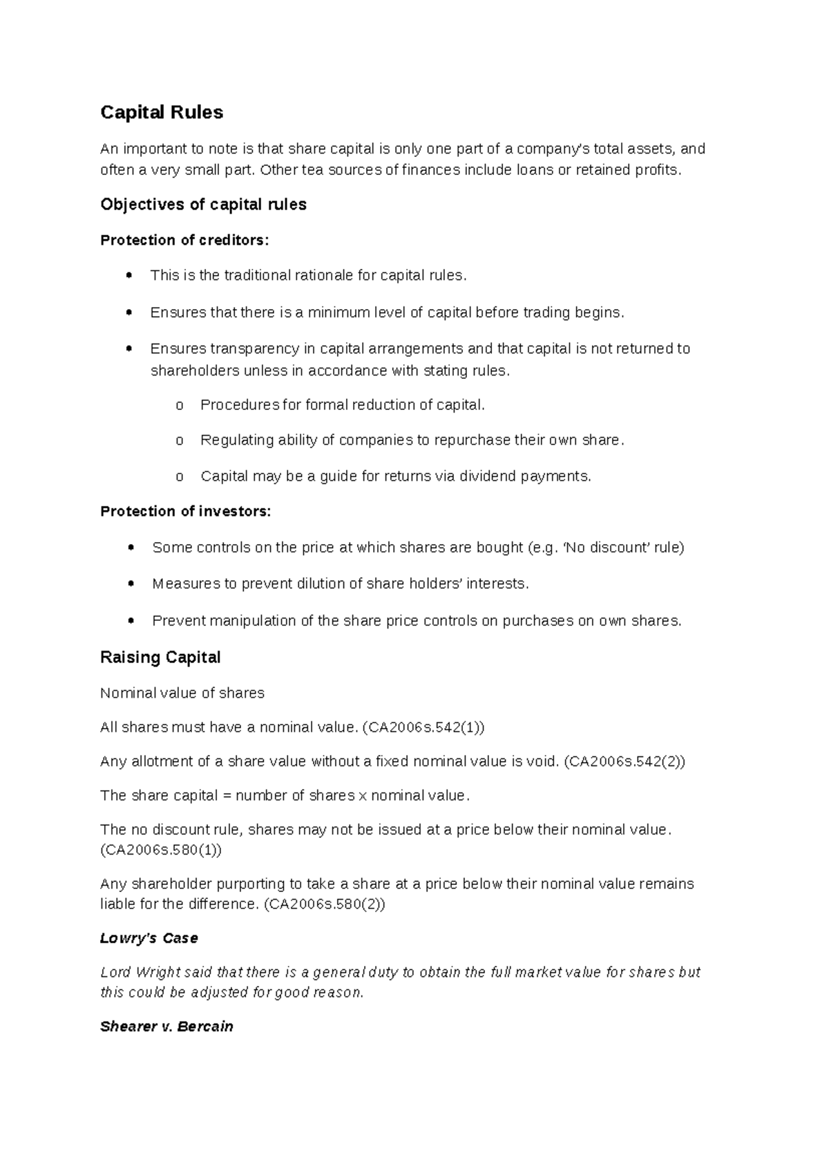 Capital Rules sample - Company notes - Capital Rules An important to ...