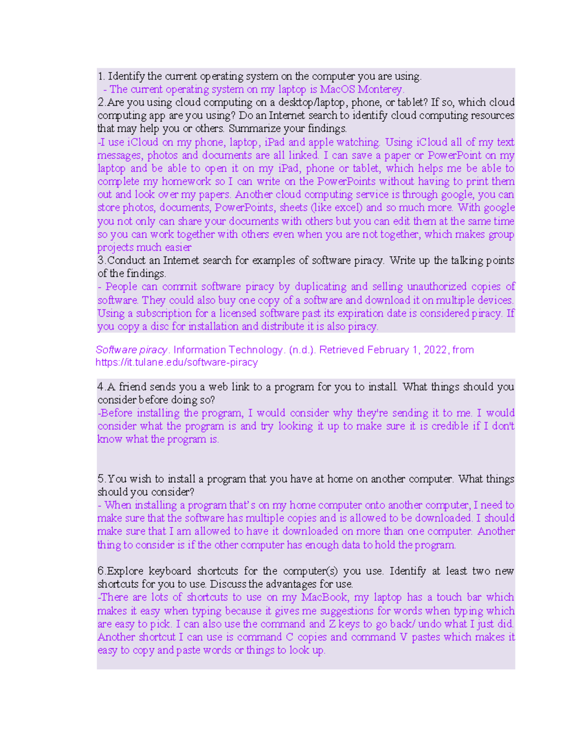 Week 4 assignment - note - Identify the current operating system on the ...