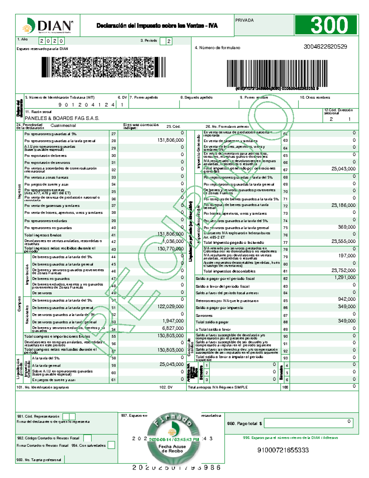 Formulario IVA 2do Cuatrimestre-2020 - Por ventas a zonas francas Por ...