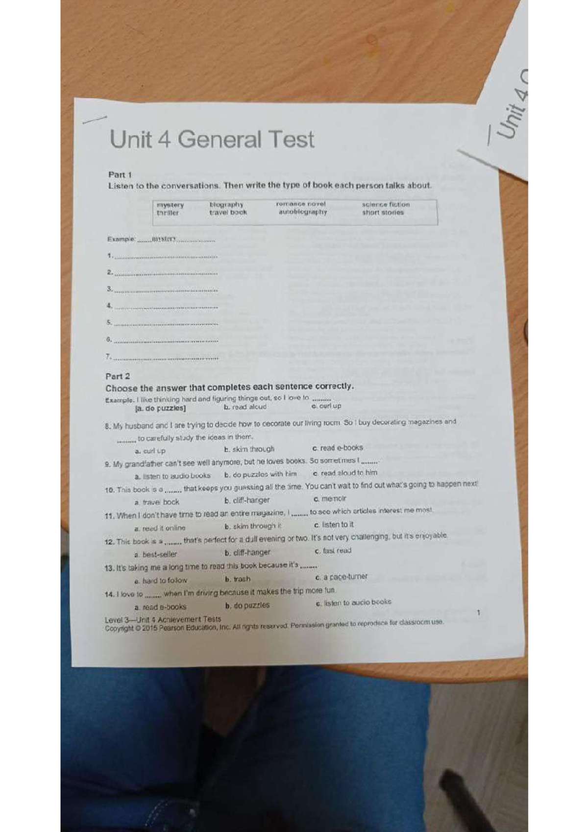 English UNIT 4 - Unit 4 General Test Part 1 Listen to the conversations ...