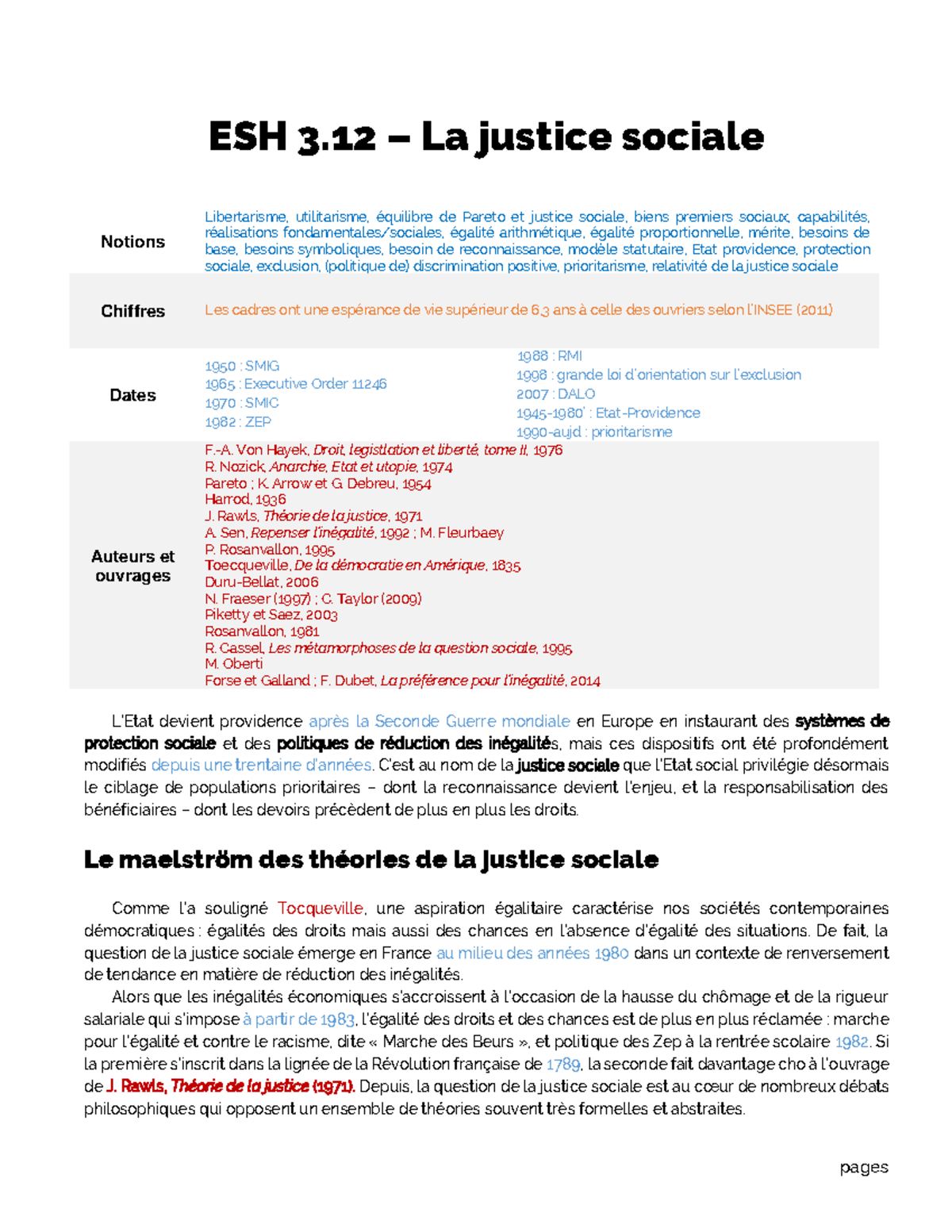 ESH 3.12 - La justice sociale - Macro Economy - EM Lyon - Studocu
