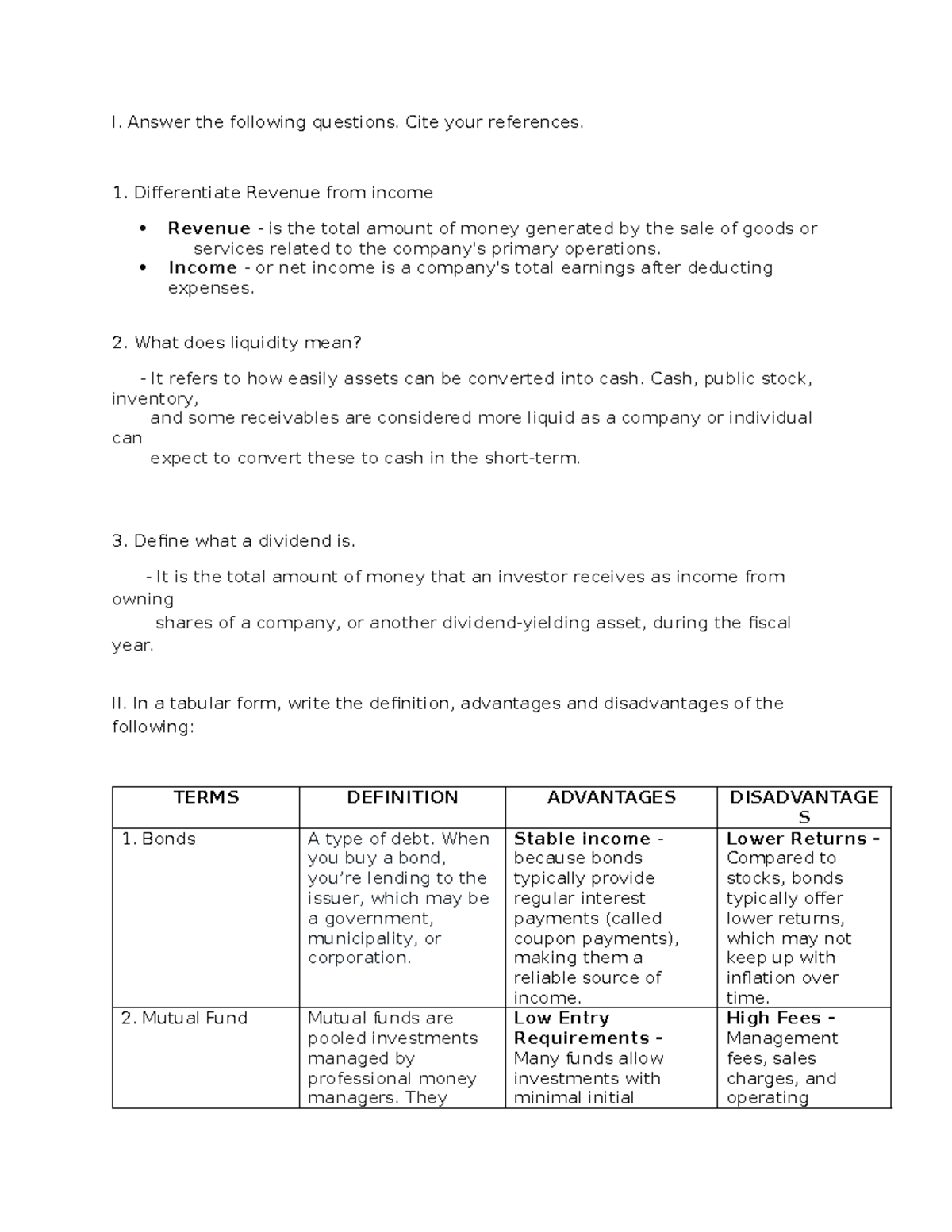HW 114 - Lesson Guide - I. Answer the following questions. Cite your ...