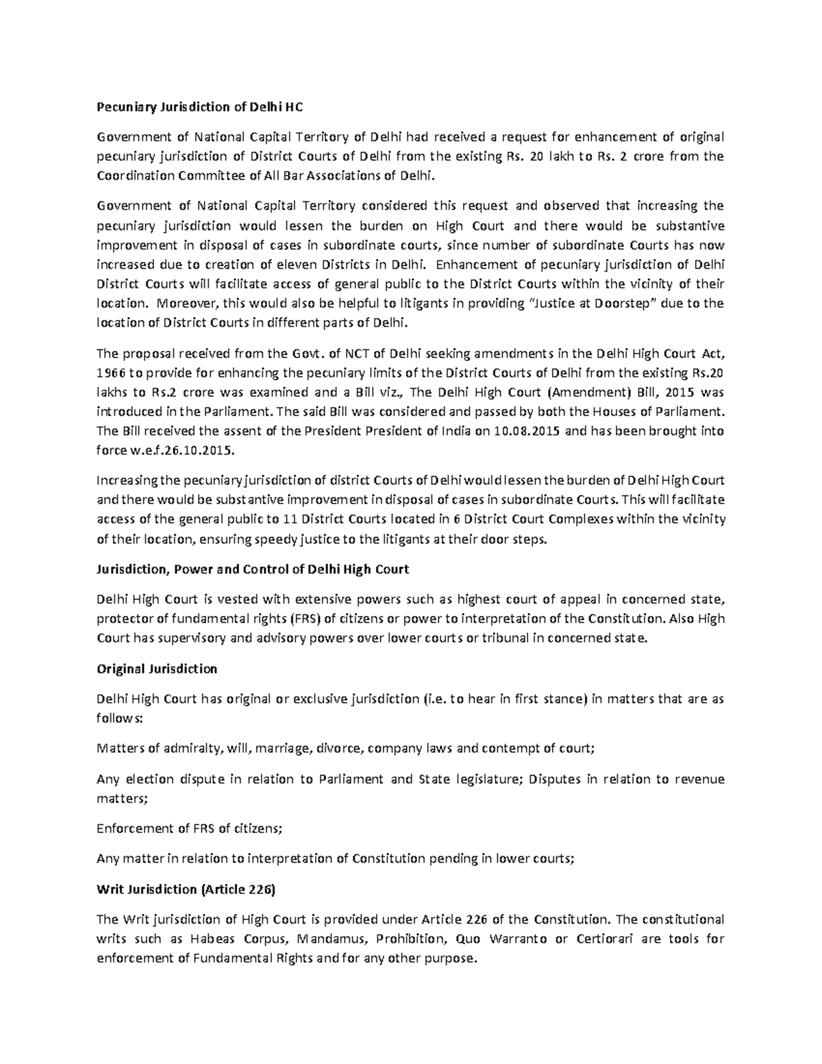 DOC-20221111-WA0031 - HFNH - Pecuniary Jurisdiction of Delhi HC ...