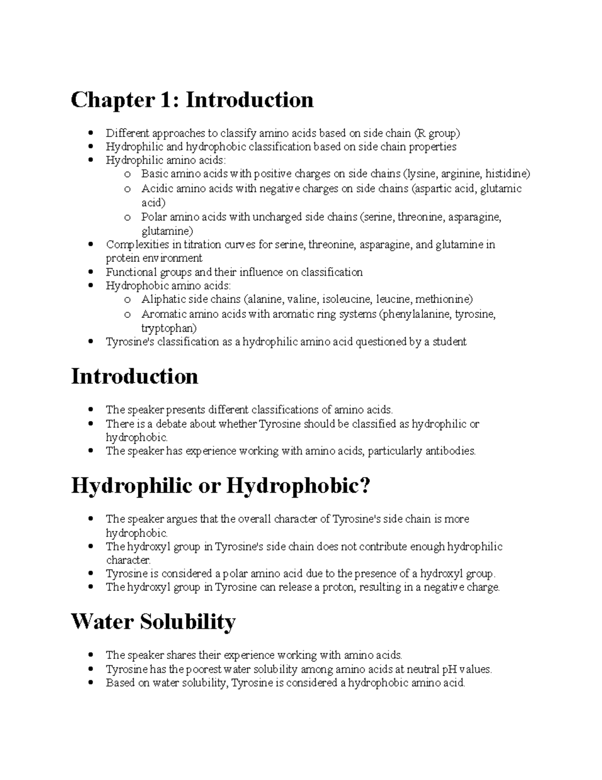 Biochem exam 2 notes 2 - Chapter 1: Introduction Different approaches ...