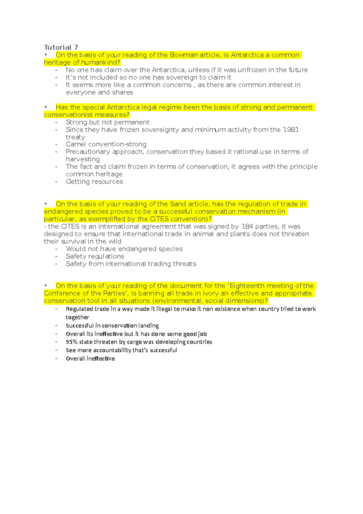 Tutorial 7 copy - In class work - Tutorial 7 On the basis of your ...