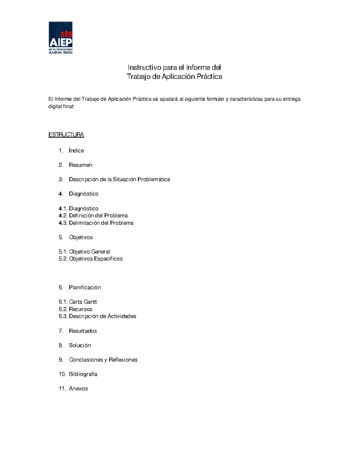 Instructivo TAP - Instructivo para el Informe del Trabajo de Aplicación Práctica El Informe del ...