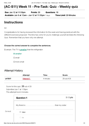 Semana 9 - Week 09 - Pre-Task: Quiz - Weekly quiz - M: good afternoon ...