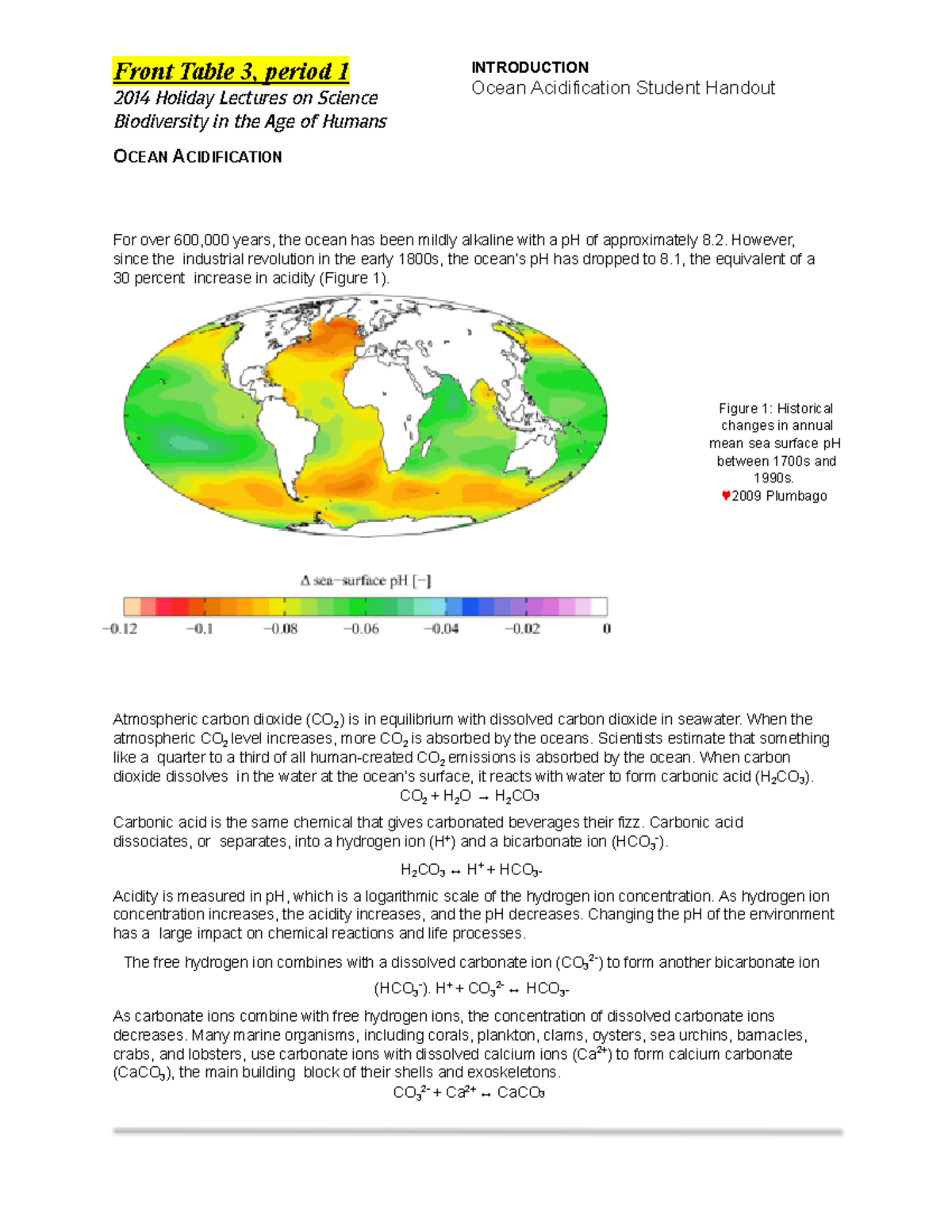 Ocean-Acidification-Student - Front Table 3, period 1 2014 Holiday ...