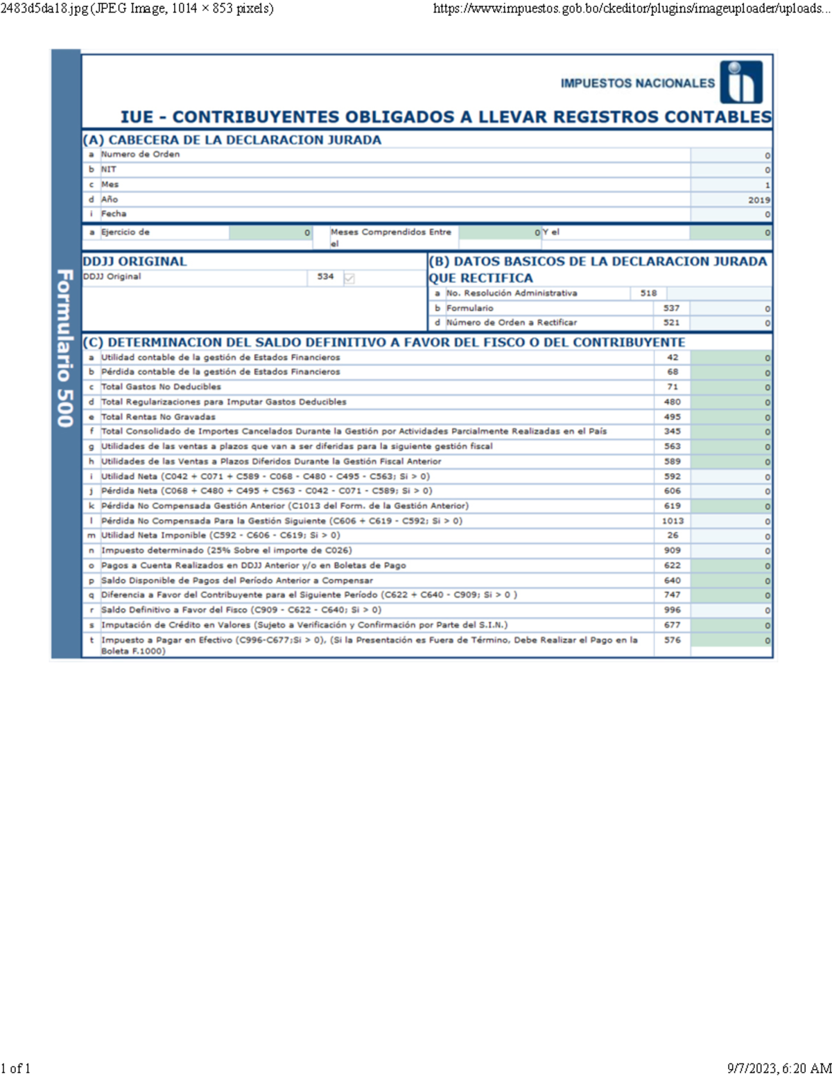 FORM 500 - FORMULARIO - Sistema Tributario - 2483d5da18 (JPEG Image ...