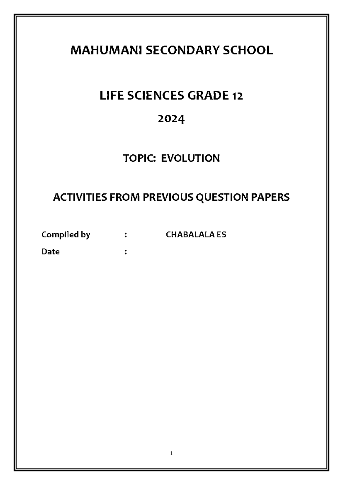 Terminology Paper 2 Evolution Grade 12 083512 - MAHUMANI SECONDARY ...