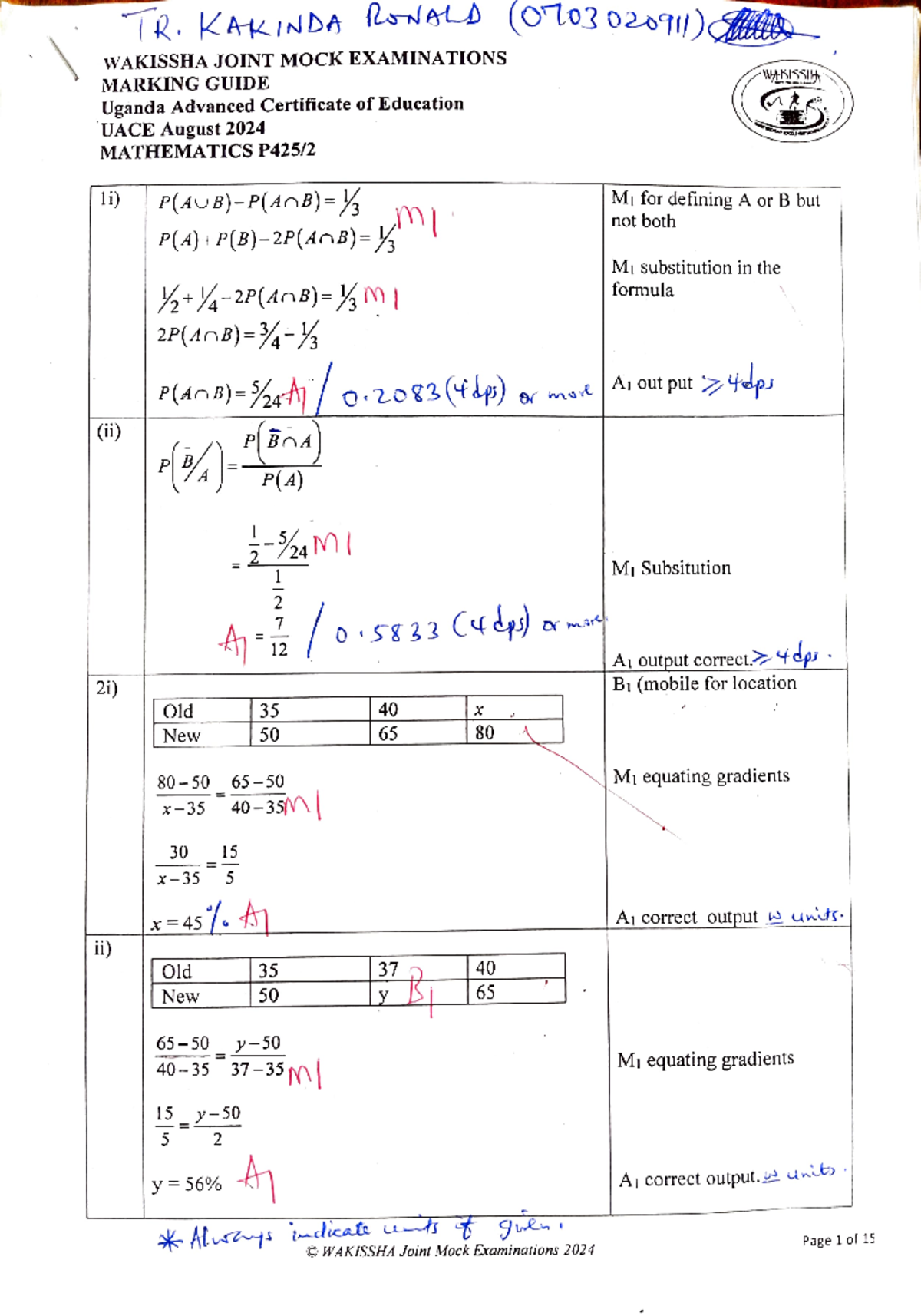Wakissha 24 - May be good for learning - WAKISSHA JOINT MOCK ...