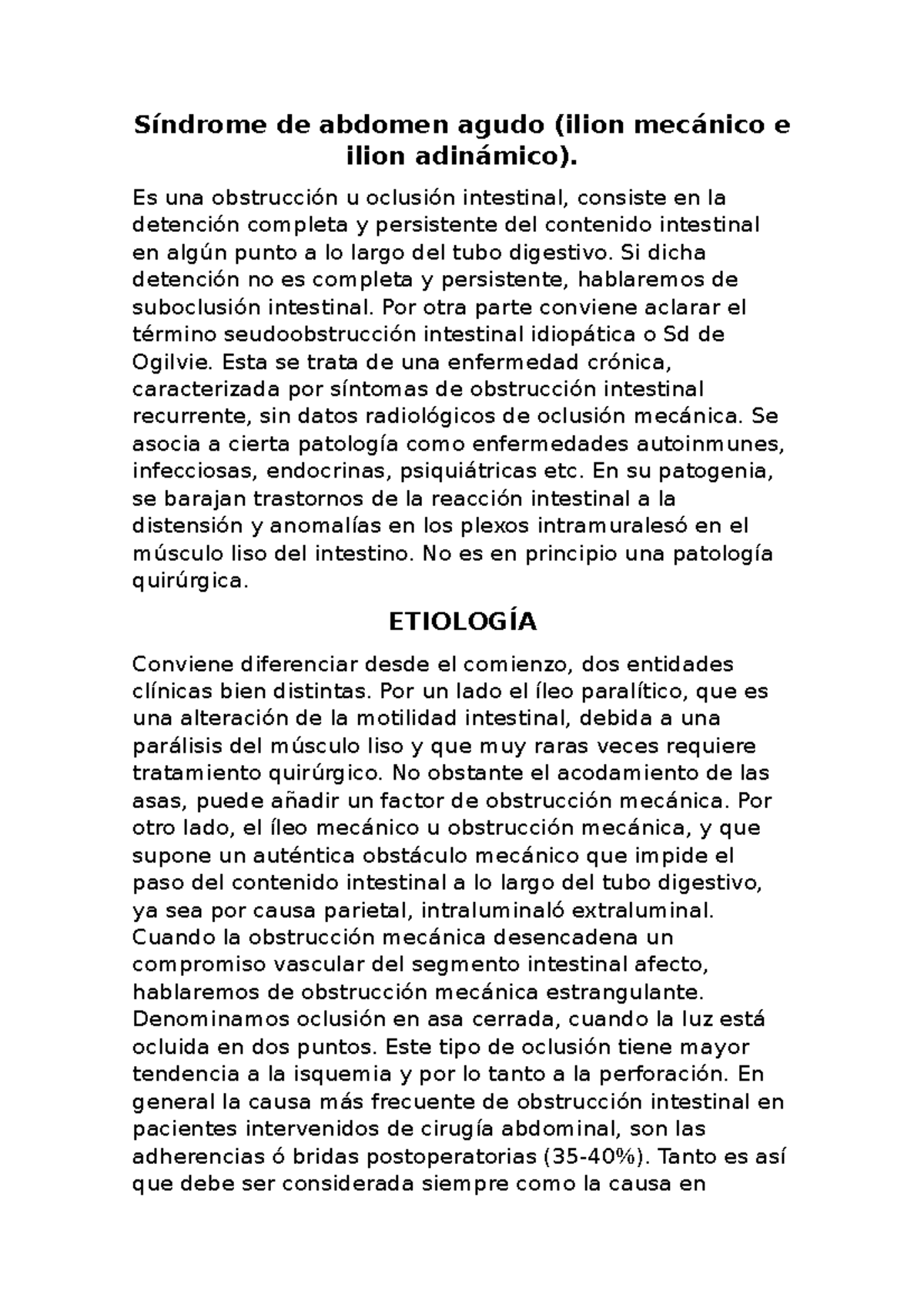 Síndrome de abdomen agudo - Síndrome de abdomen agudo (ilion mecánico e ...