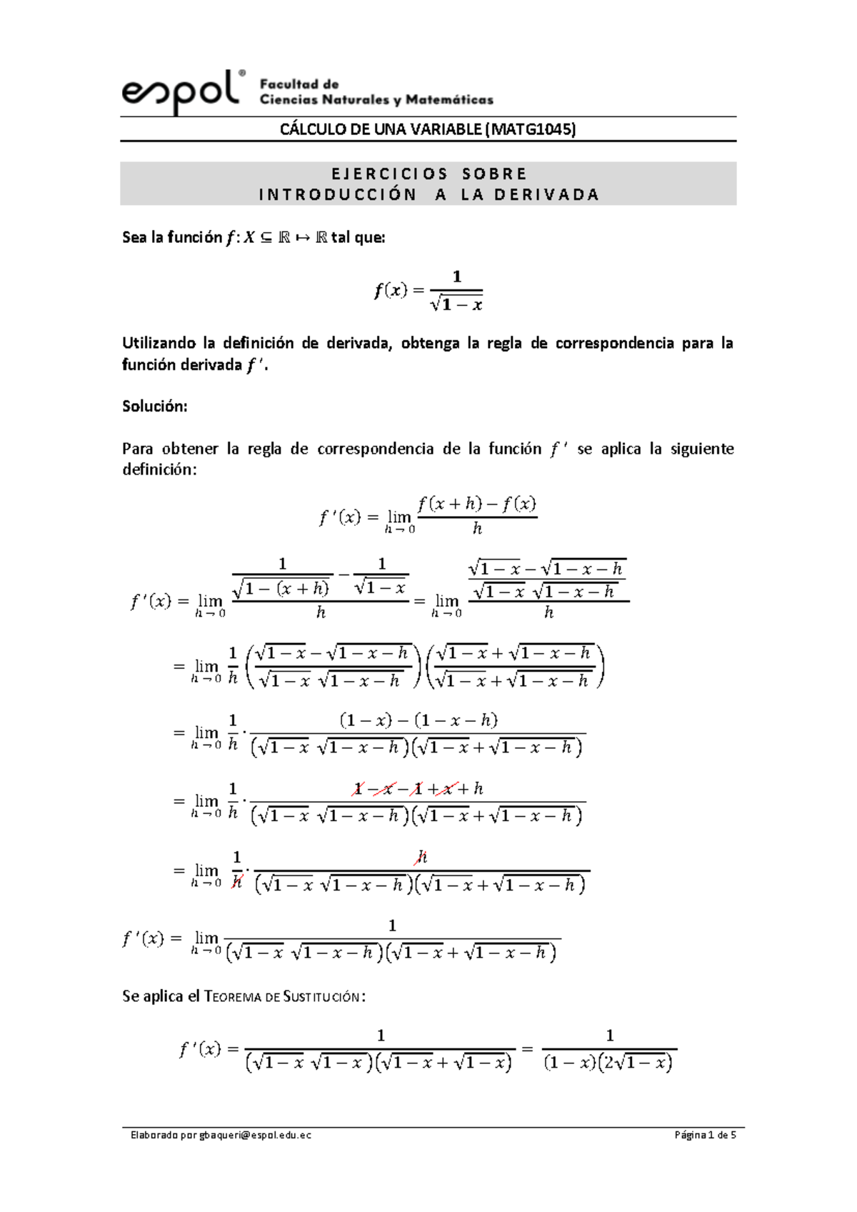 2024 I PAO CUV Clase 7 2 Ejercicios de introducción a la derivada - CÁLCULO DE UNA VARIABLE ...