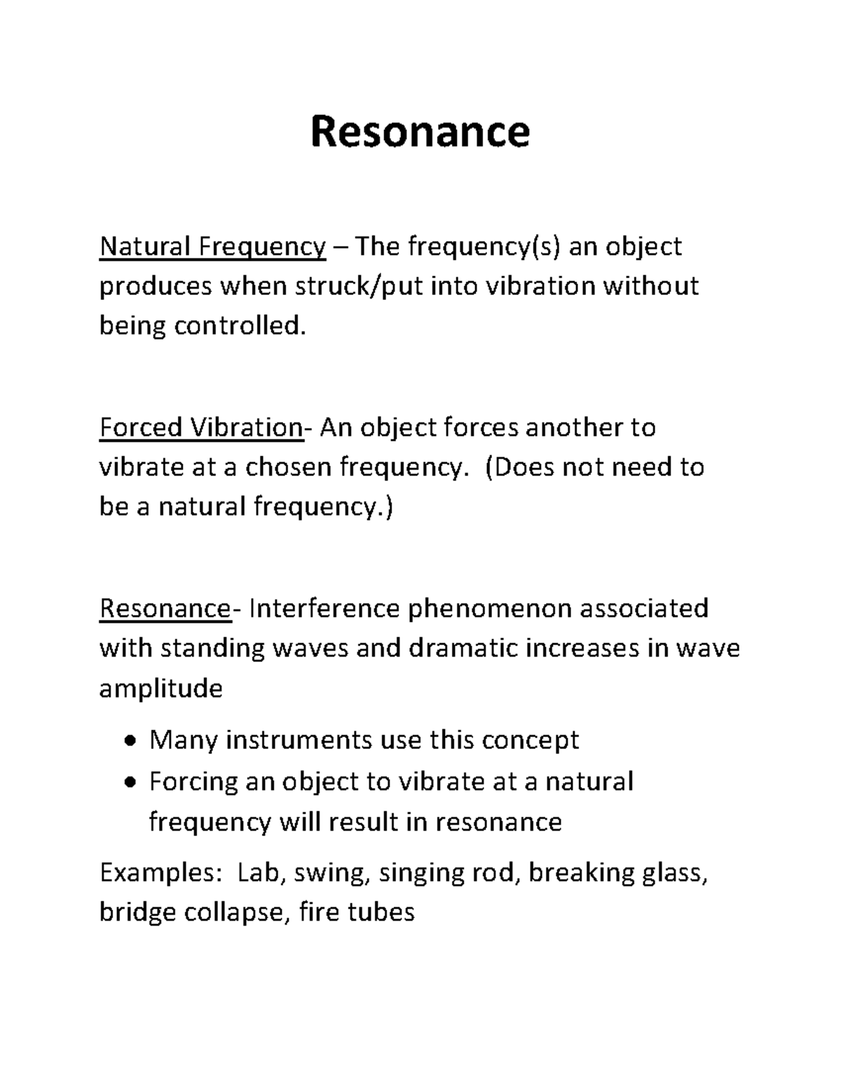 2015-5-7 Resonance Beats - Resonance Natural Frequency – The frequency ...