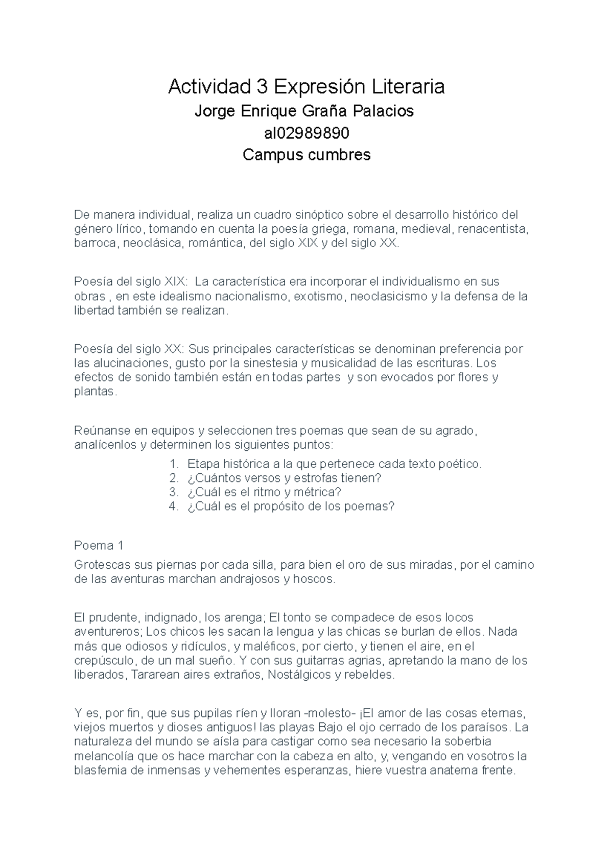 Actividad 3 Expresión Literaria - Actividad 3 Expresión Literaria Jorge ...