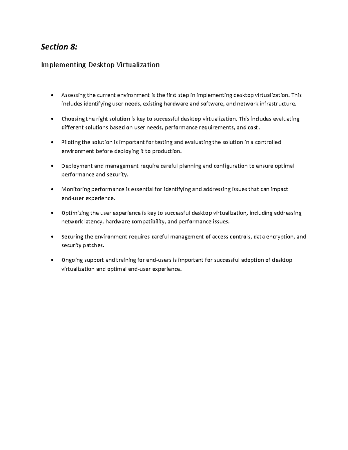 Desktop Virtualization Learning Plan 8 - Section 8: Implementing Desktop Virtualization ...