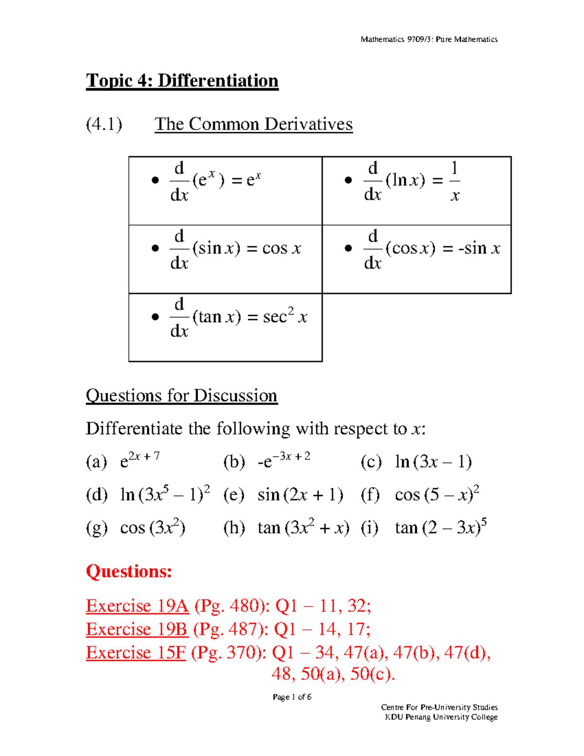 4 Differentiation A level Mathematics Note - Physics a level - UOW ...