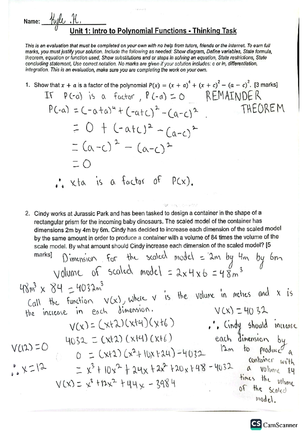 polynomials assignment - CamScanner - Studocu