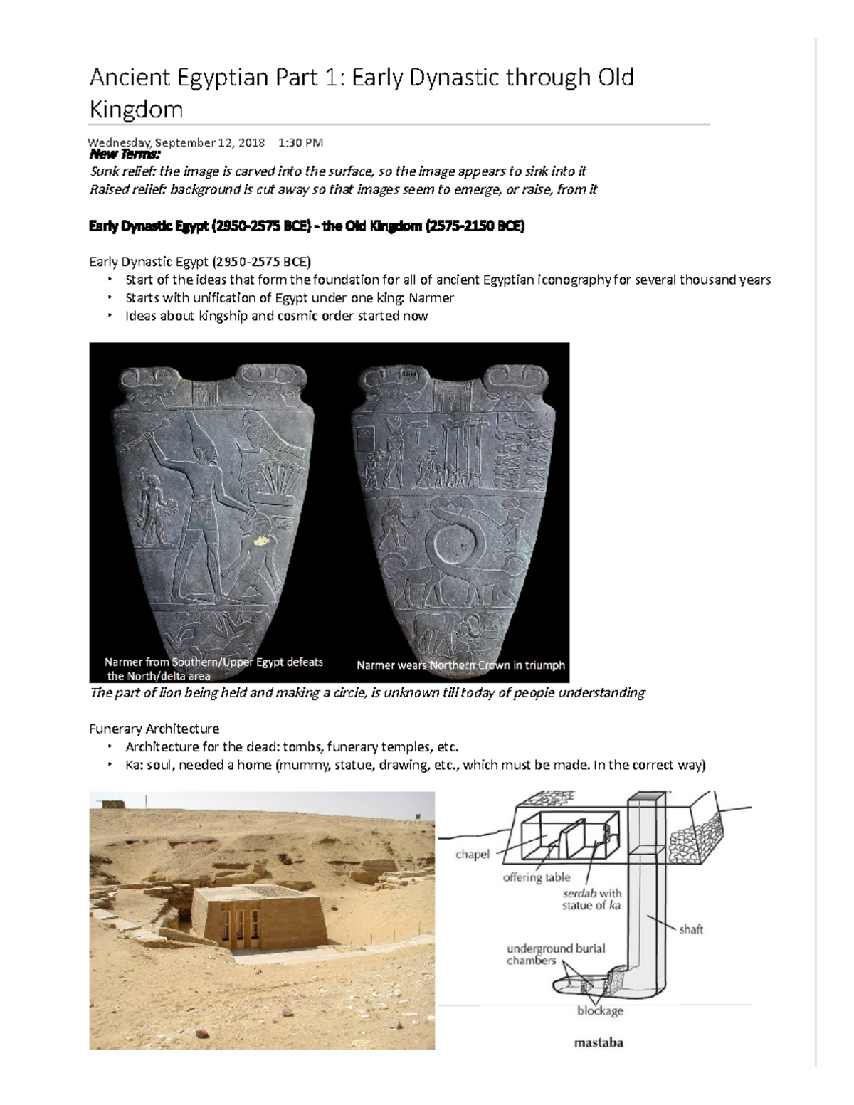 Ancient Egyptian Part 1- Early Dynastic through Old Kingdom - - Studocu