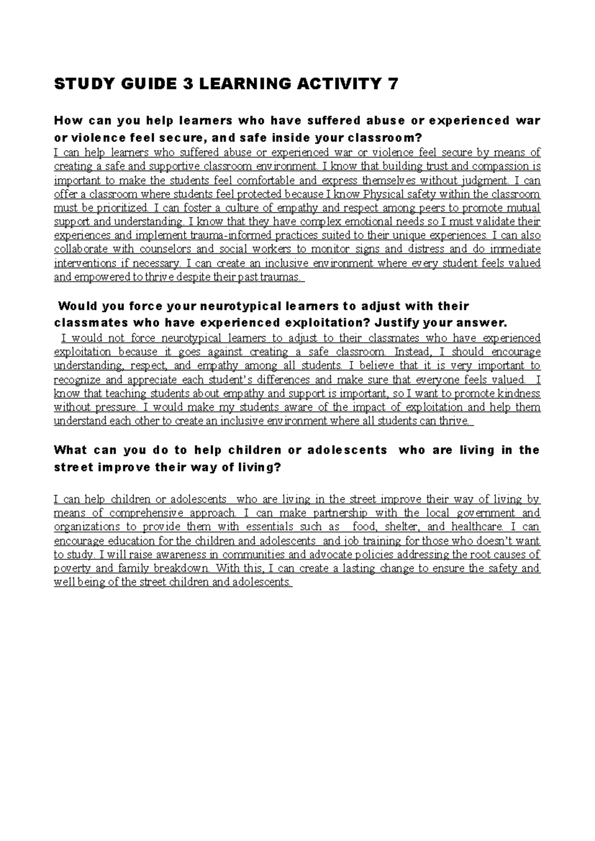 SG 3 Learning Activity 7 - STUDY GUIDE 3 LEARNING ACTIVITY 7 How can ...